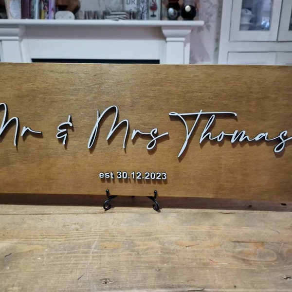 Top Table Wedding Sign, Mr & Mrs Wedding Centrepiece With 3D Names ...