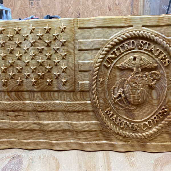 Wavy Marine Corps Flag, Wavy Flag .STL File for Aspire, Carveco, Artcam ...