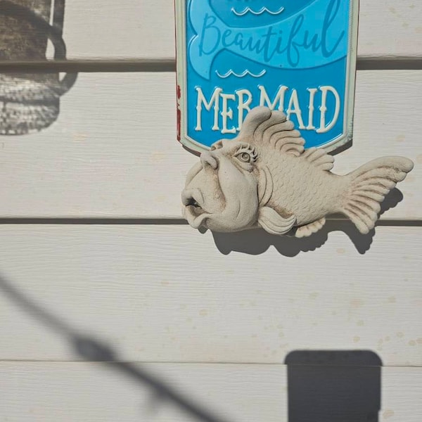 Fish Sculpture Stone Figurine, Beach Decor, Dorothy Fish Art, Fish Tank ...