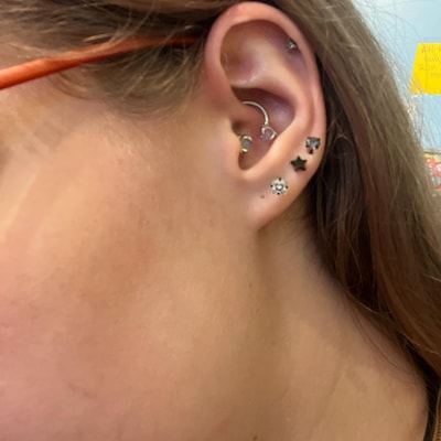 14K White Gold Threadless Push in CZ Labret Stud/tragus/cartilage/conch ...