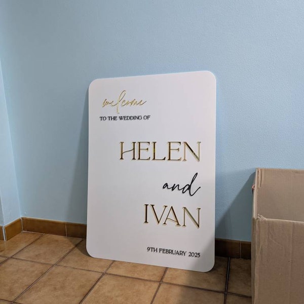 Wavy Whimsical Design Welcome Sign Semi Custom Acrylic Signage Wedding ...