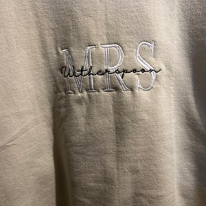 Custom Mrs. Embroidered Sweatshirt, Date on Sleeve, Hubby Wifey, Gift ...