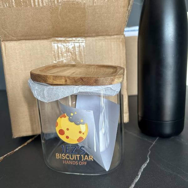 Personalised BISCUIT Storage Jar Gift Biscuit Lover Biscuit Tin Biscuit ...