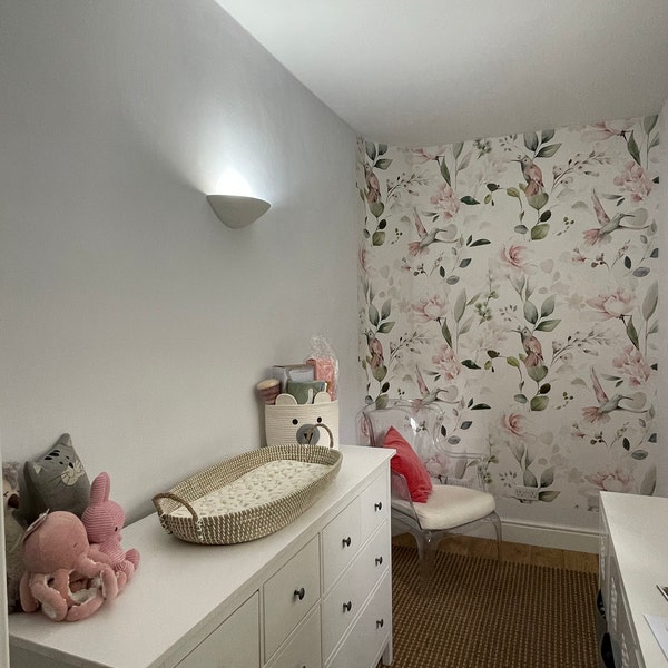 Rabbit Floral Nursery Wallpaper, Removable Stick on Wallpaper, Pre ...
