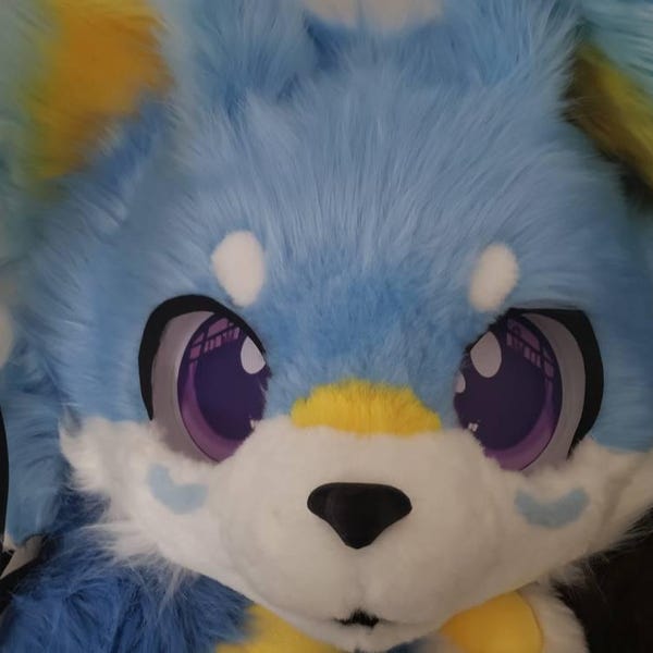 Blue Fox Fursuit Head With Matching Paws and Hair Accessories Cute ...