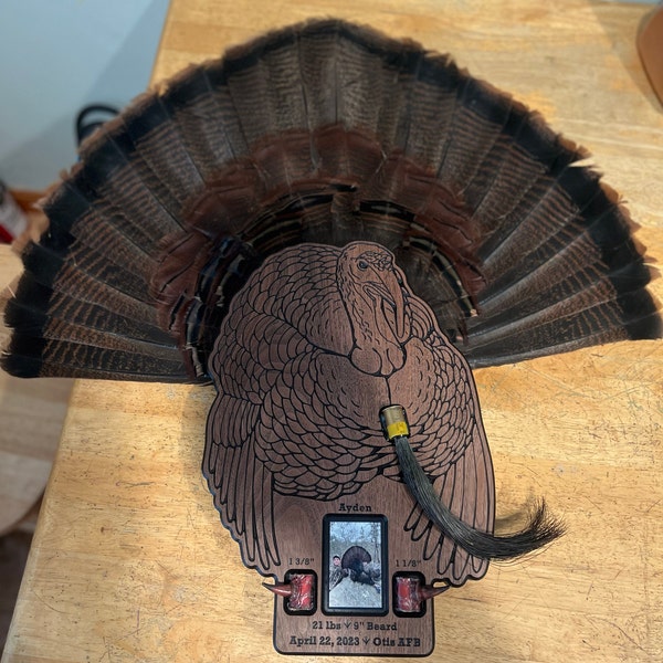 Custom Turkey Plaque Tail Mount, Personalized, Unique Fan, Beard, and ...