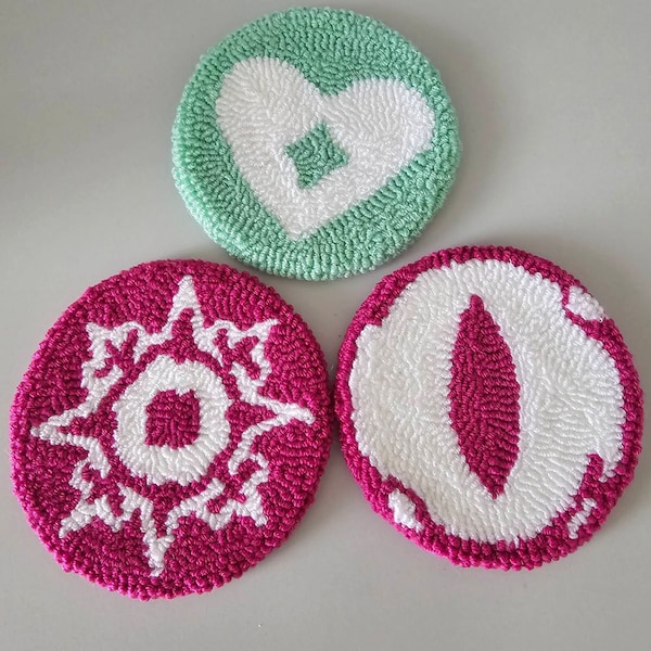 Magic 8 Ball Car Coasters | Set of 2 Car Coaster | Punch Needle Mug Rug ...