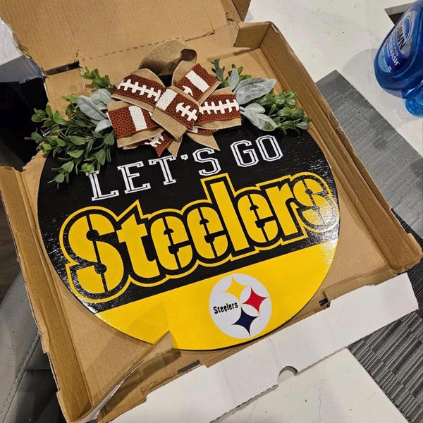 Front Door Decor | Steelers Wreath | Football Wreath | Housewarming ...