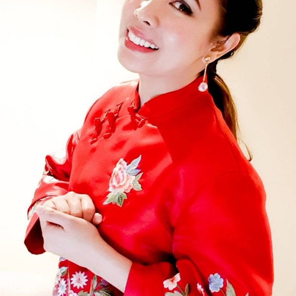 Premium Made Autumn Winter China Cheongsam Top, Chinese Tang Woman ...