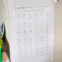 Phonetic Alphabet & Morse Code Chart, International NATO Alphabet Wall ...