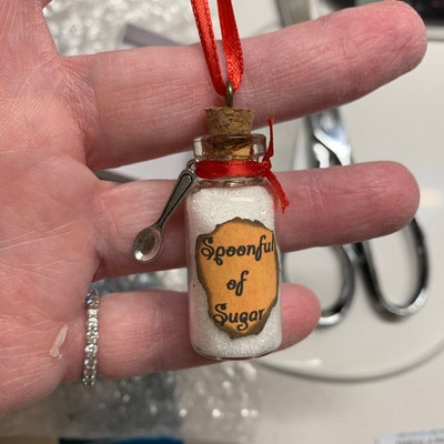 Mary Poppins Inspired Spoonful of Sugar Glass Bottle Ornament, Mary ...