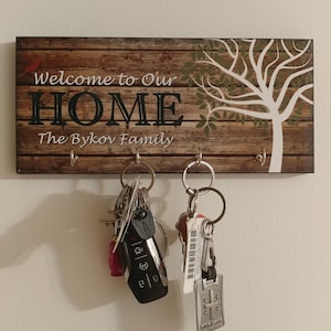 Key Holder for Wall, Wedding Gift, Welcome to Our Home, Anniversary ...