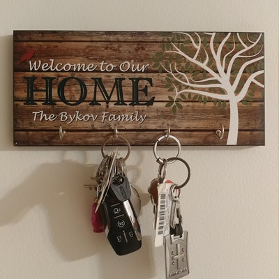 Key Holder for Wall, Wedding Gift, Welcome to Our Home, Anniversary ...