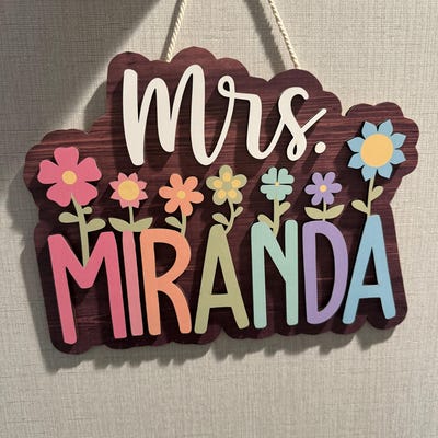 Flower Custom Name Plate for Desk, Customized Acrylic Plate Gift for ...