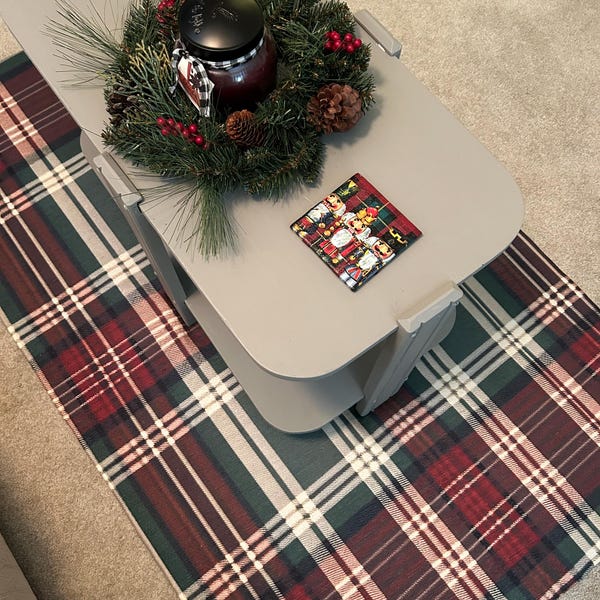 Vintage Christmas Plaid Indoor/outdoor Rug | Winter Front Porch Decor ...