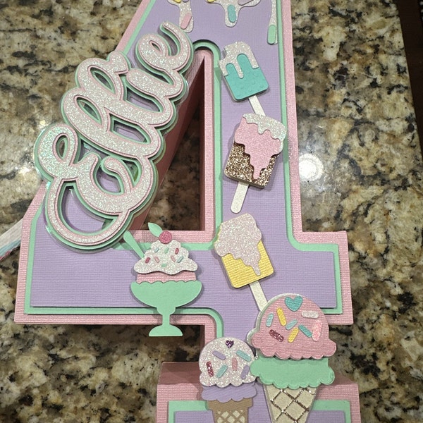 Four Ever Sweet Personalized 3D Number 4, Sweets Birthday Party ...