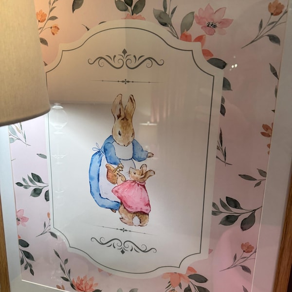 Pink Gingham Nursery Girls Peter Rabbit Decor Above Crib Name Sign Baby ...
