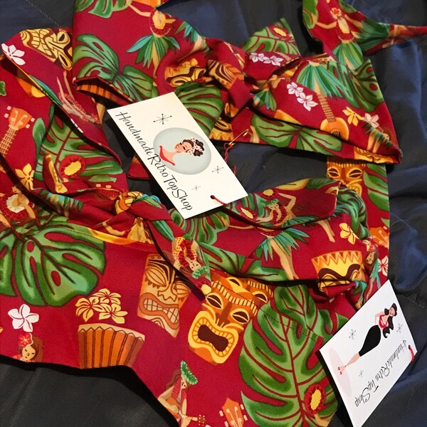 Tropical Hawaiian Tiki Miranda Retro Hair Wrap Wide Self Tie Headband ...