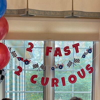 Two Fast Banner Second Birthday Banner Racecar Birthday Second Birthday ...