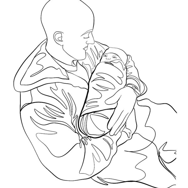 Custom Family Line Drawing, Personalized Custom Grandpa Gift, Custom ...
