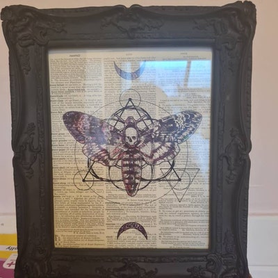 Death Moth Art Print, Poster Print on Dictionary Book Page, Gothic Wall ...