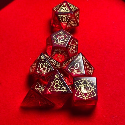 Full Set Garnet Tourmaline Glass Polyhedral Dice Set Set - Etsy