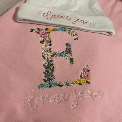 Machine Embroidery LETTER E Uppercase 9,7cm / 3.85 Tall Dainty Floral ...
