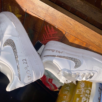 Personalised Air Force 1 White Wedding Sneakers // Blinged Out With ...