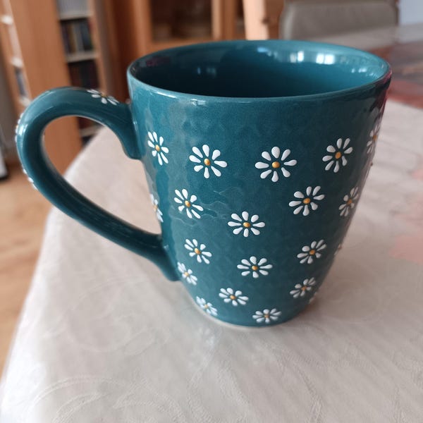 Daisy Coffee Mugs Demure Bellied Cappuccino Cups Cozy Flower Ceramic ...