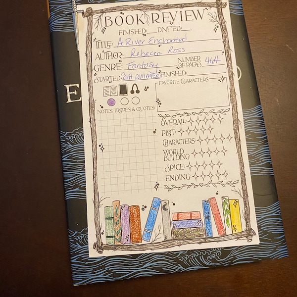 Book Review Notepad | 5"x8" | Black and White Reading Notepad | Bullet ...