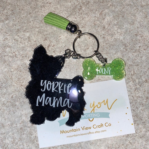 Customizable Yorkshire Terrier Glitter Keychain, Personalized Yorkie ...