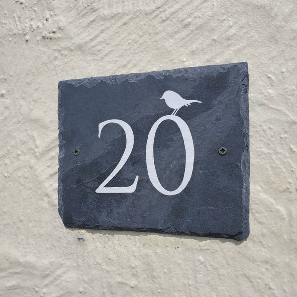Hand Painted Slate House Number | Custom Motif Plaque | Name Plate ...