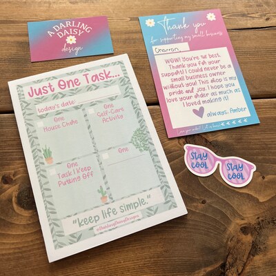 Just One Task Notepad Self Love Notepad Self Care Notepad Calming To-do ...