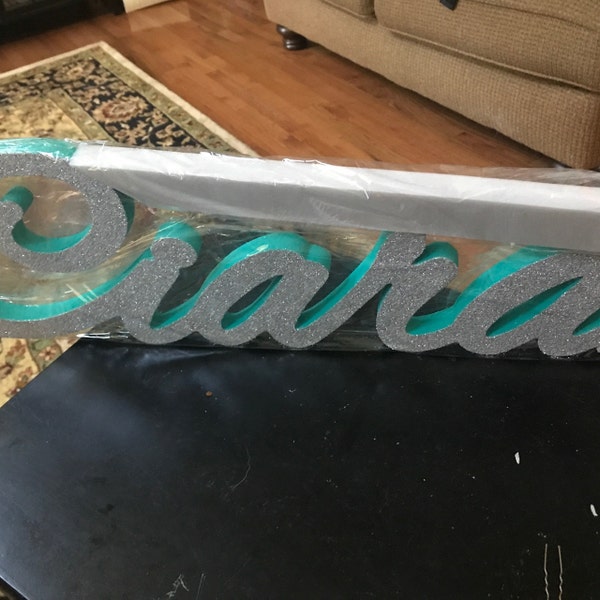 White Color Custom Name 3D Charlene Gold Glitter,foam Letters Name Age ...