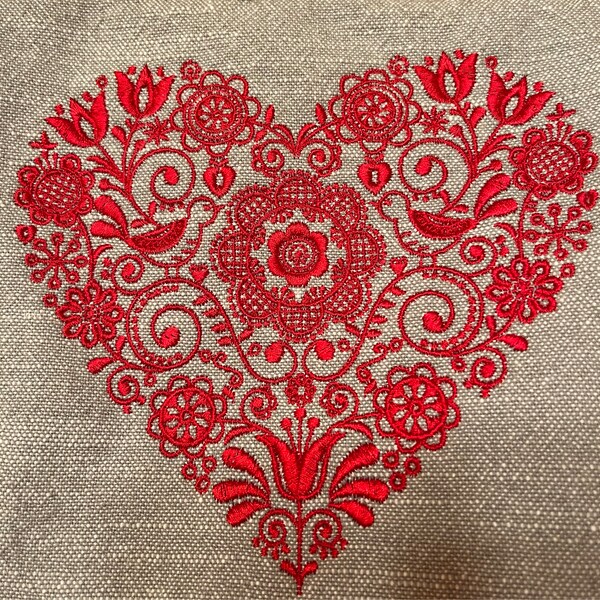 Scandinavian Heart Machine Embroidery Design - 2 Sizes - Etsy