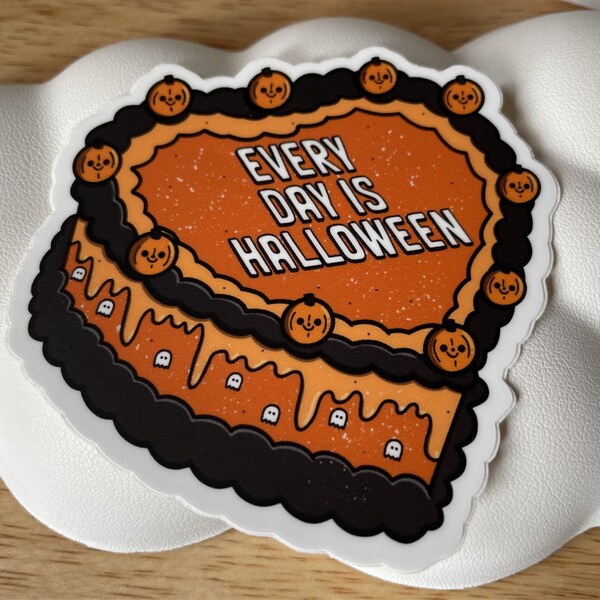 Halloween Cake Sticker: Spooky Vinyl Laptop Decal - Etsy