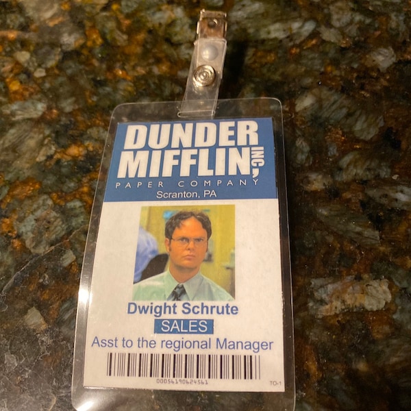 The Office Dwight Schrute Dunder Mifflin ID Badge Cosplay Costume Name ...