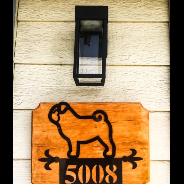 Custom Dog Address Sign, Metal Pug Sign, Custom Metal Address Sign ...