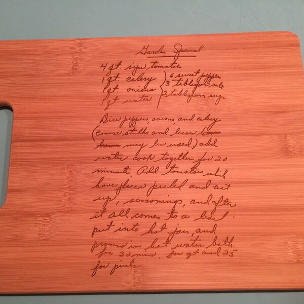 Handwritten Engraved Cutting Board - Personalized Bamboo Cutting Board ...