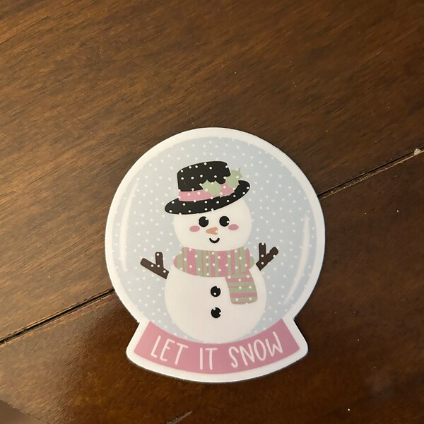 Let It Snow Globe Sticker, Snowman Sticker, Snowglobe Decal, Snow ...
