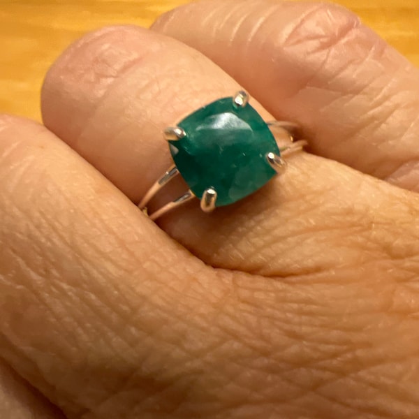 Emerald Double Band Ring, Raw Emerald Double Band Ring, Gold Raw ...