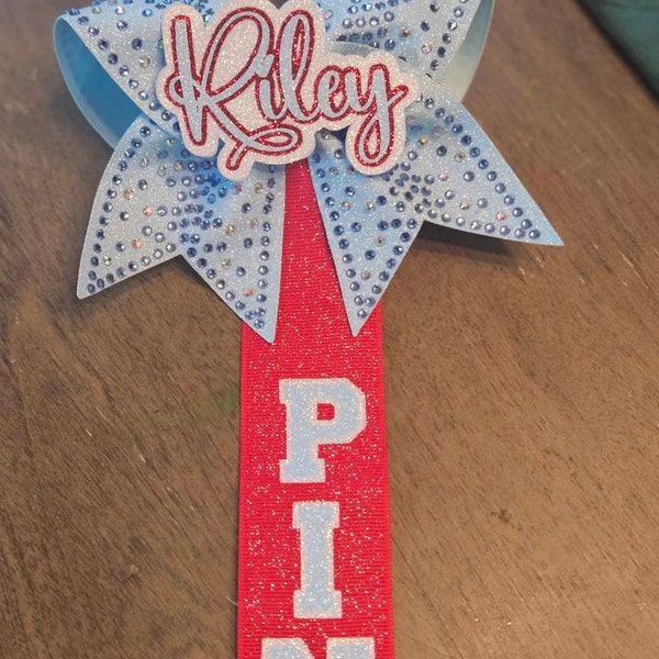 Red Rhinestone Cheer Pin Me Ribbon - Etsy
