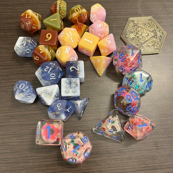 Sorbet Sunset Dice Set - Ombre Layered Polyhedral Pastel Dice for DND ...