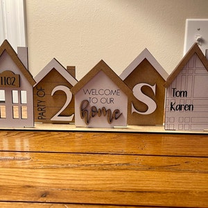 Personalized Shelf Decor Houses Standing Wood Houses Farmhouse Tiered ...