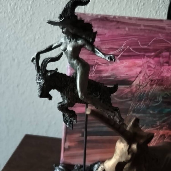 Witch’s Sabbath: Goat Rider Statue, Hand Painted Resin Sculpture ...