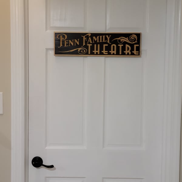 CUSTOM Routed Carved Family Name Theater Theatre Sign Free Shipping ...