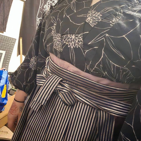 DEAR VANILLA Authentic Japanese Men's Kimono Kaku Obi Vintage Samurai ...