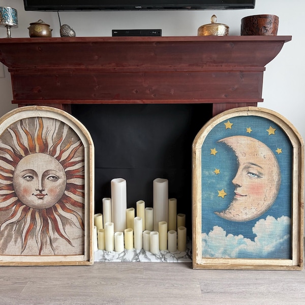 Tarot Moon With Face Art | Eclectic Cottagecore Wall Decor in Arched ...