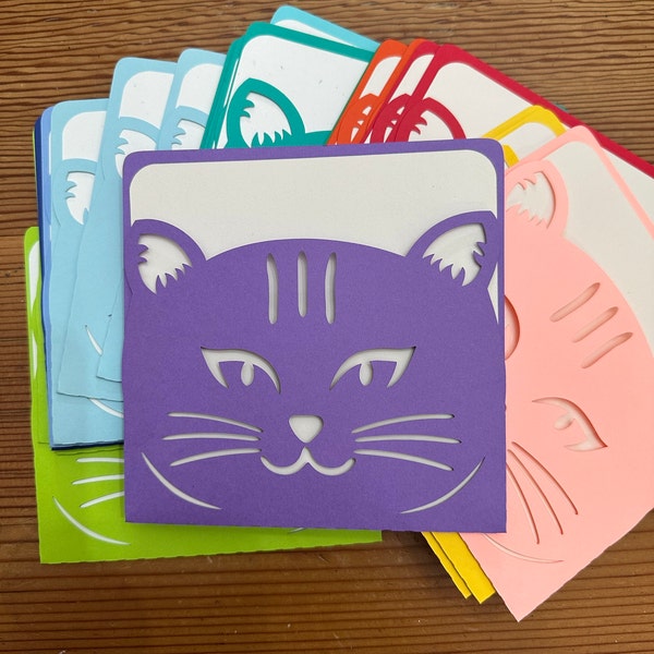 CAT CARD SVG Cat Birthday Card Svg Laser Cut Template Cricut Svg Cat ...