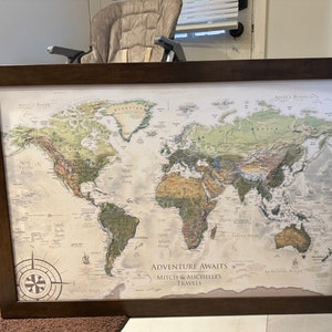 World Map Push Pin, USA National Parks Included, Illustrated World Pin ...